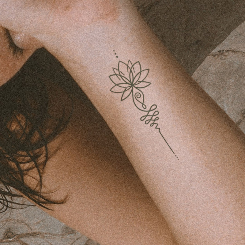 Unalome Lotus Flower Tattoos UNALOME WITH LOTUS TATTOO DESIGN By: Ta
